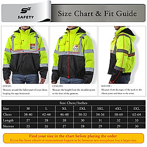 Reflective Hi Vis Winter Jacket, Safety Yellow Jackets for Men, High Visibility Work Construction Jackets