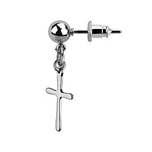 Dangling Cross Charm Stainless Steel Bead Ball Stud Helix Earring