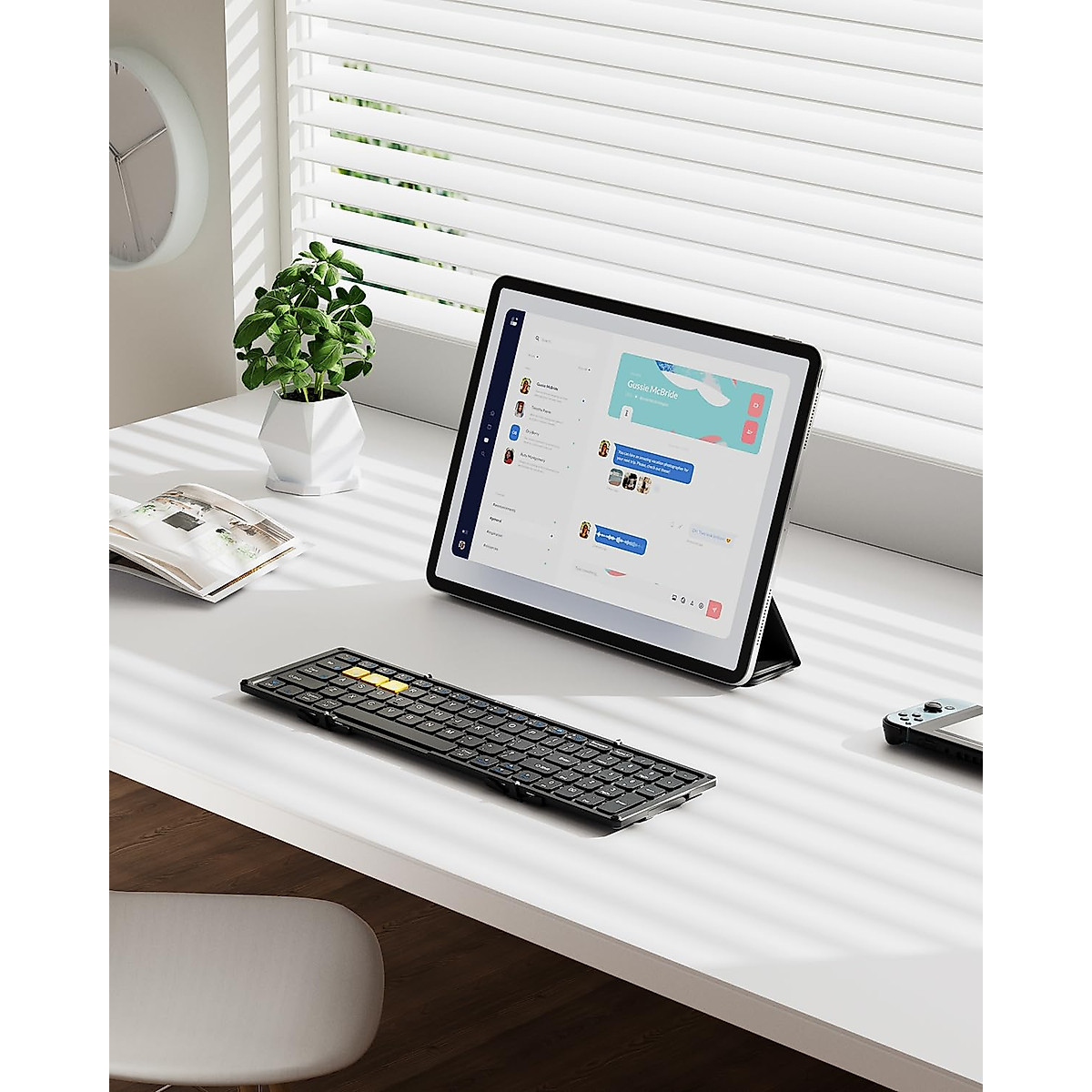 Artciety Foldable Bluetooth Keyboard, Folding Portable Wireless Keyboard with Numeric Keypad, Pocket Travel Keyyboard for MacOS Android Windows iOS, Sync Up to 3 Devices (BT5.1 x 3)