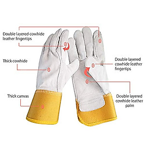 WINGOFFLY Thornproof Cowhide Leather Gardening Gloves Rose Pruning Planting Working Gloves