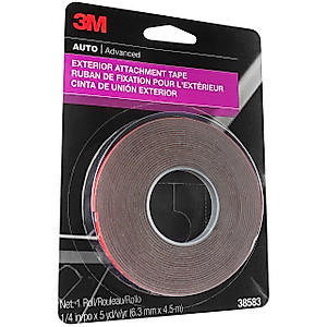 3M Exterior Attachment Tape, Ideal for Moldings, Emblems and Trim, 1/4 in width x 5 yards in length, 1 roll