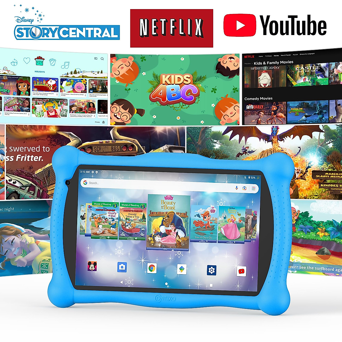 Contixo Kids Tablet V10, 7-Inch HD for Ages 3-7 - Toddler Tablet with Camera, Parental Control, 32GB Storage, WiFi, 50+ Disney Storybooks & Stickers, Kid-Proof Case & Stylus - Blue