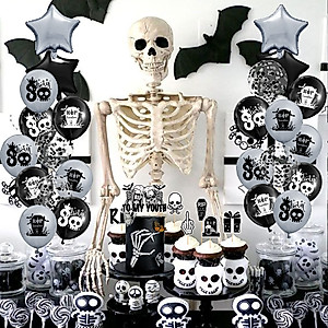 Death to My 20s Decoration, Black 30th Birthday Decoration, Funeral For My Youth Party Supplies with Banner, Rip to My 20s Sash, Photo Prop, 30th Balloon, Cake Topper, Funny Thirty Birthday Supplies