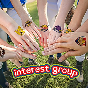 144 Pcs Softball Temporary Tattoos Baseball Tattoos Accessories Gifts Waterproof Players Temporary Stickers Ball Themed Birthday Party Decorations for Kids Girls Boys