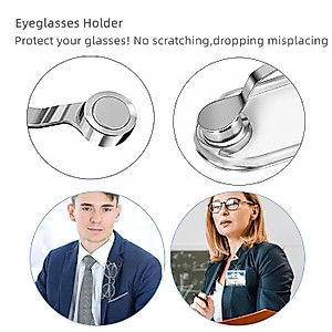 Magnetic Eyeglass Holder, 4 Pack Magnet Pin, Pins for Clothes Shirt,Magnet Badge Holder (silvery+black)
