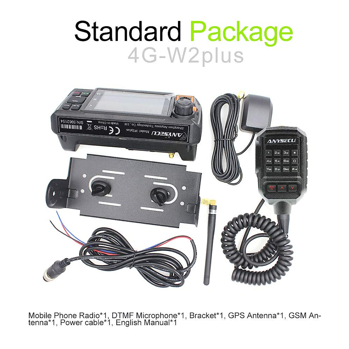 ANYSECU W2 Plus Network Radio N60 WCDMA/GSM 4G Internet Mobile Radio Walkie Talkie LTE FDD IP Network PTT Radio Suppot Zello/Real PTT Fast Talk with Car Charger and AC Charger