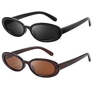 DANAMY Sunglasses Womens Retro Oval Sunglasses for Women Men Fashion Small Oval Sun Glasses 90s Vintage Driving Shades