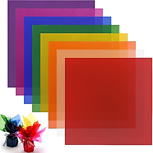 Dicunoy 240 PCS Cellophane Sheets, 7.5 inch Color Cello Sheets for Small Easter Eggs, Crafts, Colorful Plastic Cellophane Wrap Transparency Film Sheets for Candy, Chocolates, Arts Crafts, Science