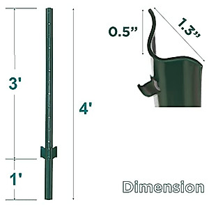 VASGOR 4 Feet Sturdy Duty Metal Fence Post – Garden U Post for Fencing - 10 Pack