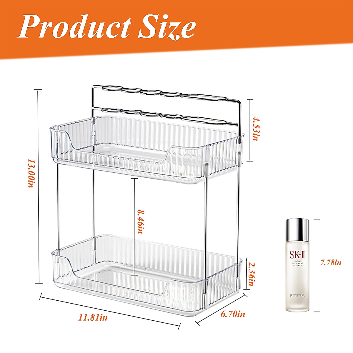 YCJYZLF Bathroom Counter Organizer Countertop Shelf, Perfume Organizer for Dresser, Vanity Organizer Trays, Skincare Organizers, Makeup Cosmetic Storage,Makeup Organizer Countertop(2 Tiers-Clear Pro)