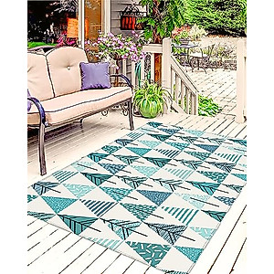 Outdoor Rugs for Patio,4x6 ft Christmas Tree Pine Tile Pattern Green Absorbent Non Slip Mats Carpet Rv Camping Area Rug Door Mat for Patios,Camper,Tent,Porch