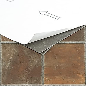 Nexus Self Adhesive 12-Inch Vinyl Floor Tiles, 20 Tiles - 12" x 12", Rustic Slate Pattern - Peel & Stick, DIY Flooring for Kitchen, Dining Room, Bedrooms & Bathrooms by Achim Home Décor