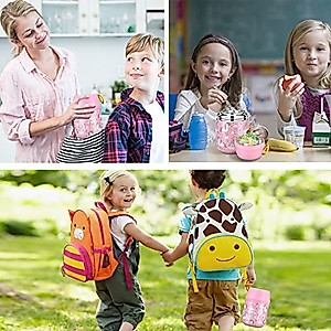 JOOPETALK Thermo for Hot Food Kids 17oz Soup Thermo Insulated Food Jar Lunch Container Keeps Hot/Cold Vacuum Stainless Steel Thermo Lunch Box With Handle Folding Spoon for School, Office, Travel