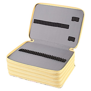 Shulaner 250 Slots Colored Pencil Case Organizer with Zipper Large Capacity Pen Holder Bag for Artist Yellow Flower