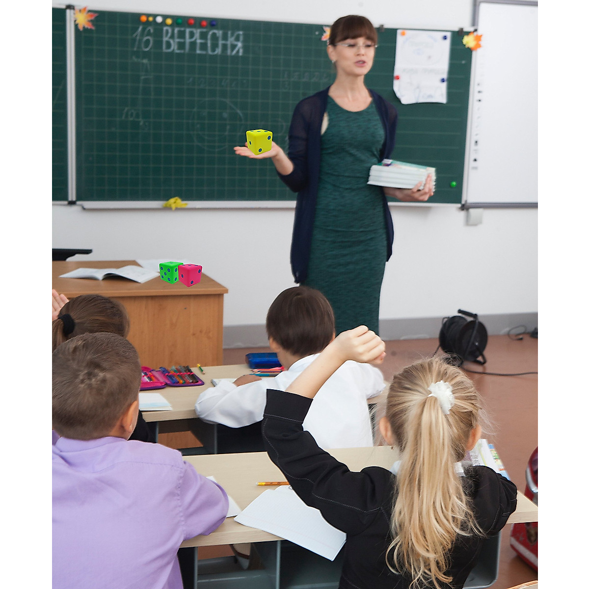 Macro Giant 3.2 Inch PU Soft Foam Playing Dice, Set of 6, Round Edge, Toy Brick, Board Games, Math Teaching, Family Game, Wedding Games, Kid Toy Gifts, Educational Toy