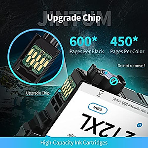 212XL Ink Cartridges Remanufactured Epson 212 Ink Cartridges for Epson 212XL T212XL for use with Expression Home XP-4100 XP-4105 Workforce WF-2850 WF-2830 Printer (4-Pack)