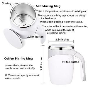 Automatic Magnetic Stirring Coffee Mug, Rotating Home Office Travel Mixing Cup，Funny Electric Stainless Steel Self Mixing Coffee Tumbler, Suitable for Coffee, Milk, Cocoa and Other Beverages……