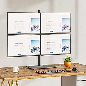 WALI Quad Monitor Stand, Height Adjustable Free-Standing Monitor Desk Mount, fits 4 Computer Screens up to 27 Inch, Holds up to 22lbs per Screen (GMF004)