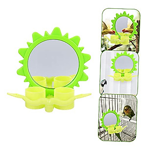 BESPORTBLE Parrot Food Box Food Toy Hanging Food Container Pet Birds Supplies Bird Mirror for Cage Hanging Parrots Feeder Pet Food Containers Birds Feeder Brain Toy Pet Toys Green Plastic