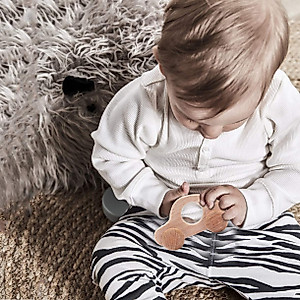 Promise Babe Organic Wooden Baby Push Toys Fine Motor Development Sensory Skills Toy Montessori Grasping Toy 2pc Wood Car Rattles