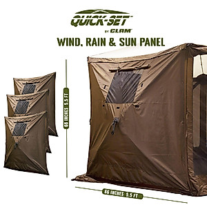 Clam Quick Set Wind Panels, Wind and Sun Protection for Tents, Essential Camping Accessories for Quick Set Traveler and Escape Gazebos, Brown