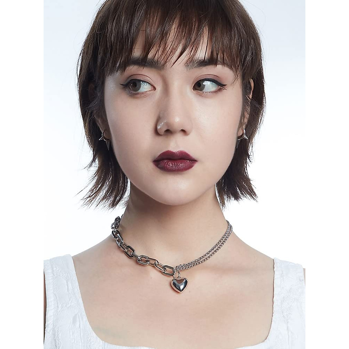 Fashion Spike Sterling Silver Hoop Earrings for Women Girls Men Hypoallergenic Minimalist Huggie Small Sleeper Hoops Cartilage Cuff Helix Stud Wrap Personalized Punk Jewelry (Silver)