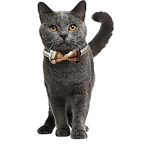 KUDES 2 Pack/Set Cat Collar Breakaway with Cute Bow Tie and Bell for Kitty and Some Puppies, Adjustable from 7.8-10.5 Inch