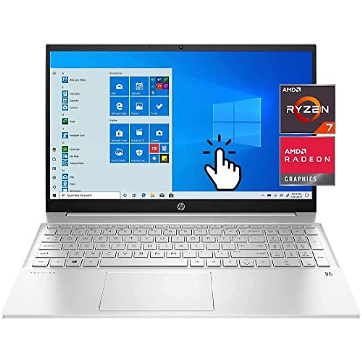 HP Newest Pavilion Touchscreen Laptop, 15.6”FHD 1080P IPS Display, AMD Ryzen 7 5825U, 16GB RAM, 512GB PCIe SSD, Wi-Fi 6, Webcam, USB-A&C, with Tikbot HDMI Cable