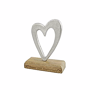 10th Anniversary Rustic Metal Heart Decoration – Free Standing Aluminium & Wooden Decoration (hssanni-10)