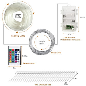 Eliteemo LED Pool Lights for Above Ground Pools, 15Ft Remote Control Submersible Rim Lights, C Battery Box, 16 Color Change by Yourself, Waterproof, Bright to Play at Night Outdoors