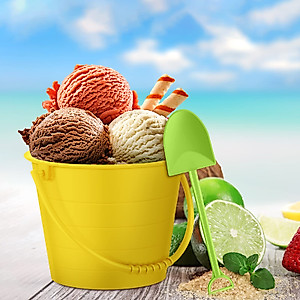 40 Pcs Bucket Cake Cups and Mini Shovel Spoons Set, Plastic Dessert Cups Summer Beach Themed Cupcake Bucket Colorful Ice Cream Yogurt Containers Holder with Scoops for Pudding Mousse DIY Baking