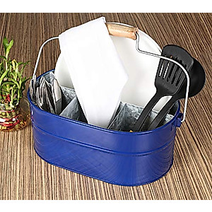 Alpha Living Home Utensil Caddy, Silverware Caddy Party, Silverware Caddy, Picnic Caddy, Flatware Caddy, Paper Plate Caddy, Galvanized Utensil Caddy, Metal Caddy, Outdoor Utensil Caddy - Slaty Grey