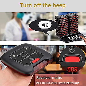 Retekess TD183 Restaurant Pager System Long Range, Order Ready Buzzer, 2624ft, 20 Hours Standby Time, 20 Rugged Coaster Pagers for Warehouse, Cafes, Parks