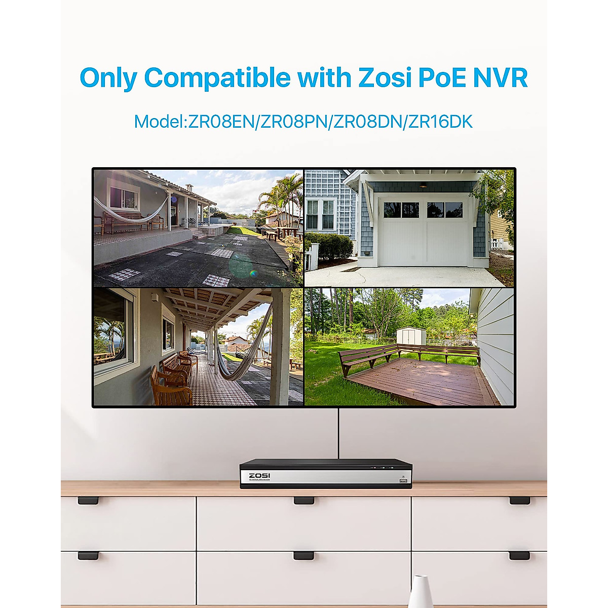 ZOSI ZG2615E 5MP PoE IP Camera Bullet Camera with Night Vision for Outdoor Indoor Power Over Ethernet Surveillance System,Only Work with ZOSI PoE NVR,ZR16DK,ZR08EN,ZR08DN,ZR08PN