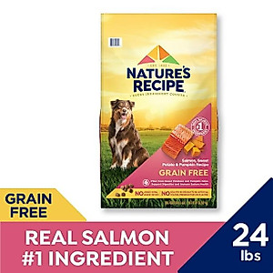 Grain Free Salmon, Sweet Potato & Pumpkin Recipe, Dry Dog Food, 24 Lb, No Artificial Flavors, Colors, Or Preservatives