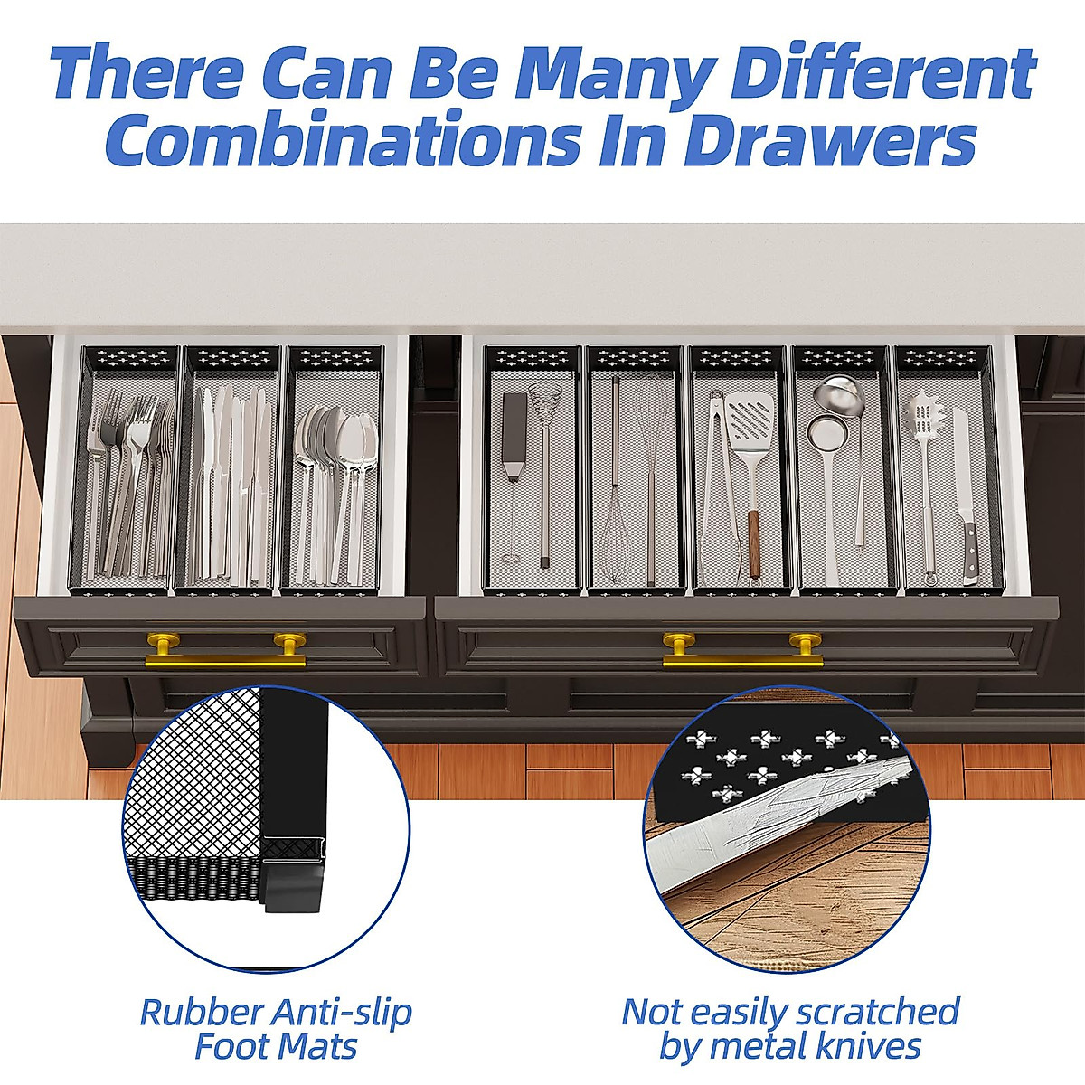 Simple Trending Silverware Drawer Organizer, Silverware Organizer for Drawer, 8 Pack Utensil Organizer for Kitchen Drawers, Kitchen Drawer Organizer for Large Utensils(12.2 * 3.2 * 2.1 inch)