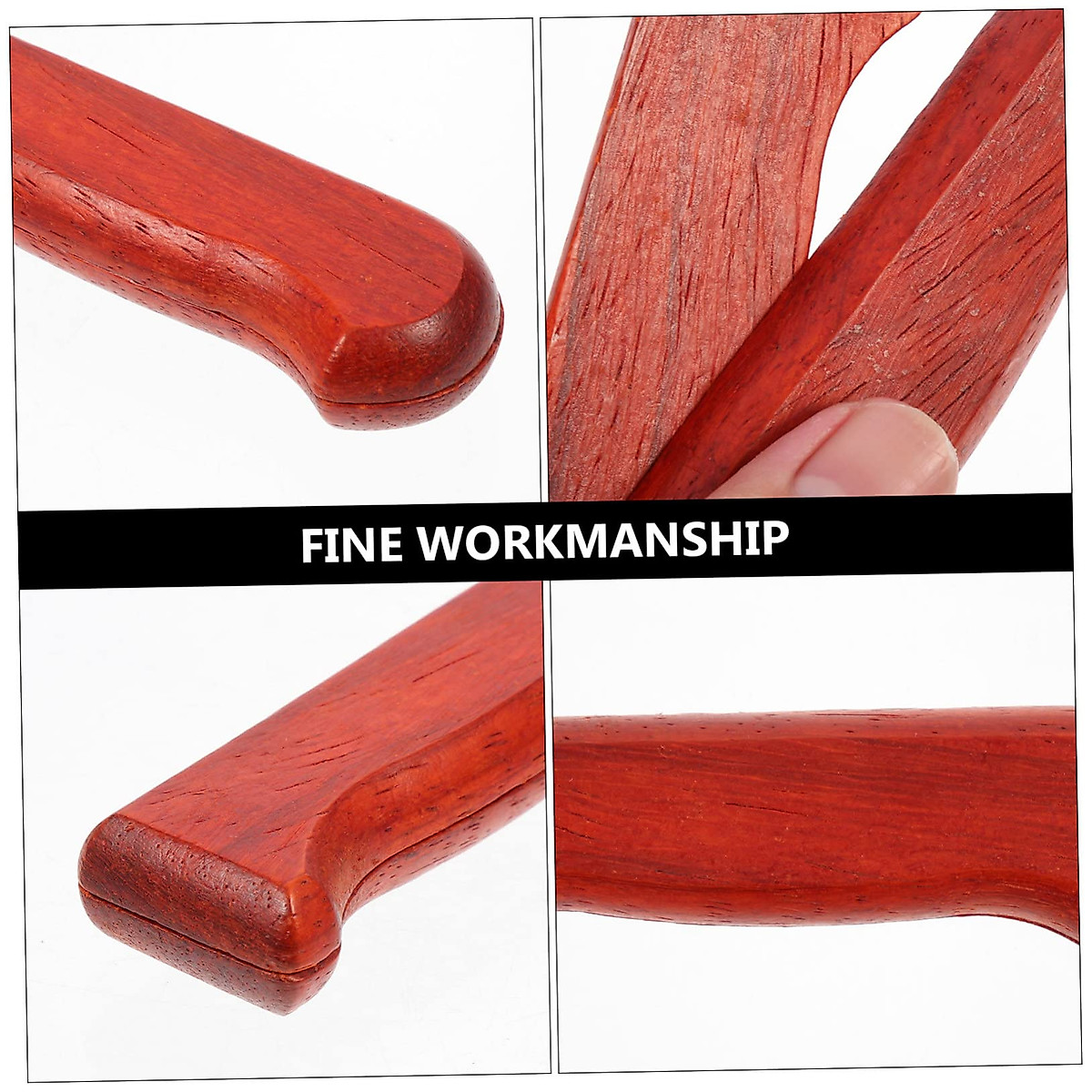 SEWACC Kitchen Knife Handle Replacement Wooden Grip No Hole Design Comfortable Sturdy Red Pear Wood Easy to Use
