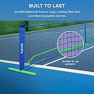 flybold Pickleball Nets | Portable Net Regulation Size Equipment Lightweight Sturdy Interlocking Metal Posts with Carrying Bag for Indoor Outdoor Pickle Ball Game Court | Full Court Size- 22ft