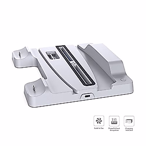 PS5 Vertical Stand with 3 Cooling Fan and Dual Controller Charger Station for Playstation 5 PS5 Digital/Disc Edition Console with 1 Type-C to Type-C Charging Cable