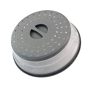 Collapsible Microwave Splatter Cover For Food With Silicone Mats, 10.5 Inch, Dishwasher-safe, Microwave Plate Cover With Steam Vent，BPA-Free Silicone & Plastic (gray)