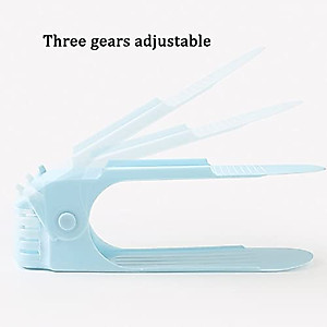 ESAAH 10 Pack Adjustable Shoe Slots Organizer, Shoe Holders Rack Shoe Racks Space Saver for Closet Organization,Blue (Color : Blue)