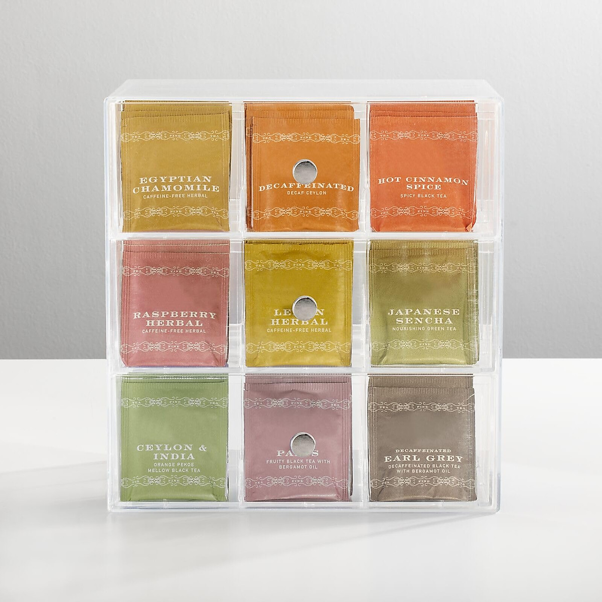 mDesign Plastic Tea Bag Caddy Box Storage Container Organizer Holder with 3 Drawers - for Kitchen Pantry, Cabinet, Countertop - Holds Coffee, Sugar Packets, Drink Pods - Clear