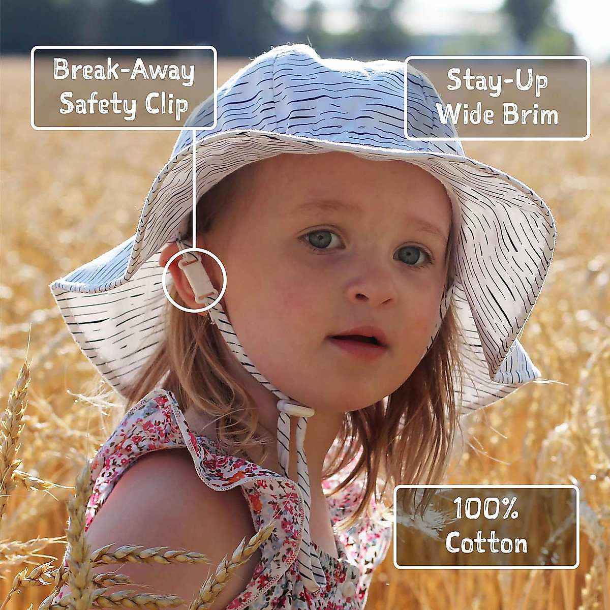 JAN & JUL Baby Sun-Hat for Toddler Girls 50+ UPF Protection (M: 6-24 Months, White Eyelet)