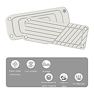 heylad Home Sink Caddy, 2pcs instant dry kitchen bathroom sink organizer, diatomaceous earth sink tray stone for soap and water bottle sponge brush candle decoration, white