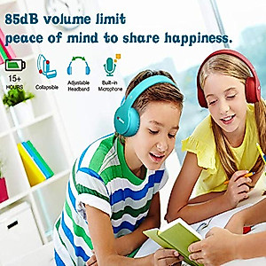MIDOLA Headphones Bluetooth Wireless Kids Volume Limit 85dB /110dB Over Ear Foldable Noise Protection Headset/Wired inline AUX Cord Mic for Children Boy Girl Travel School Phone Pad Tablet PC Pink