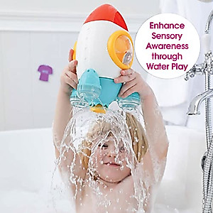 Edushape Fill & Spin Water Rocket - Toddler Bath Toys - Strainer Bathtub Toy - Early Child Development Boys & Girls Water Bath Toy - Baby Bath Toys for Toddlers 1-3 - Cause & Effect, Cognitive Skills