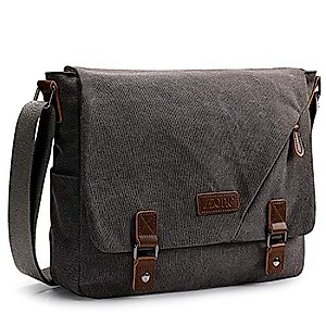 S-ZONE Vintage Canvas Messenger Bag Shoulder Bag 14 Inch Laptop Briefcase