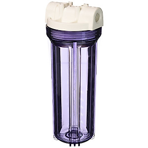 Hydronix HF3-10CLWH12, 10" Clear Housing with White Rib Cap for RO & Filtration Systems, 1/2" Ports