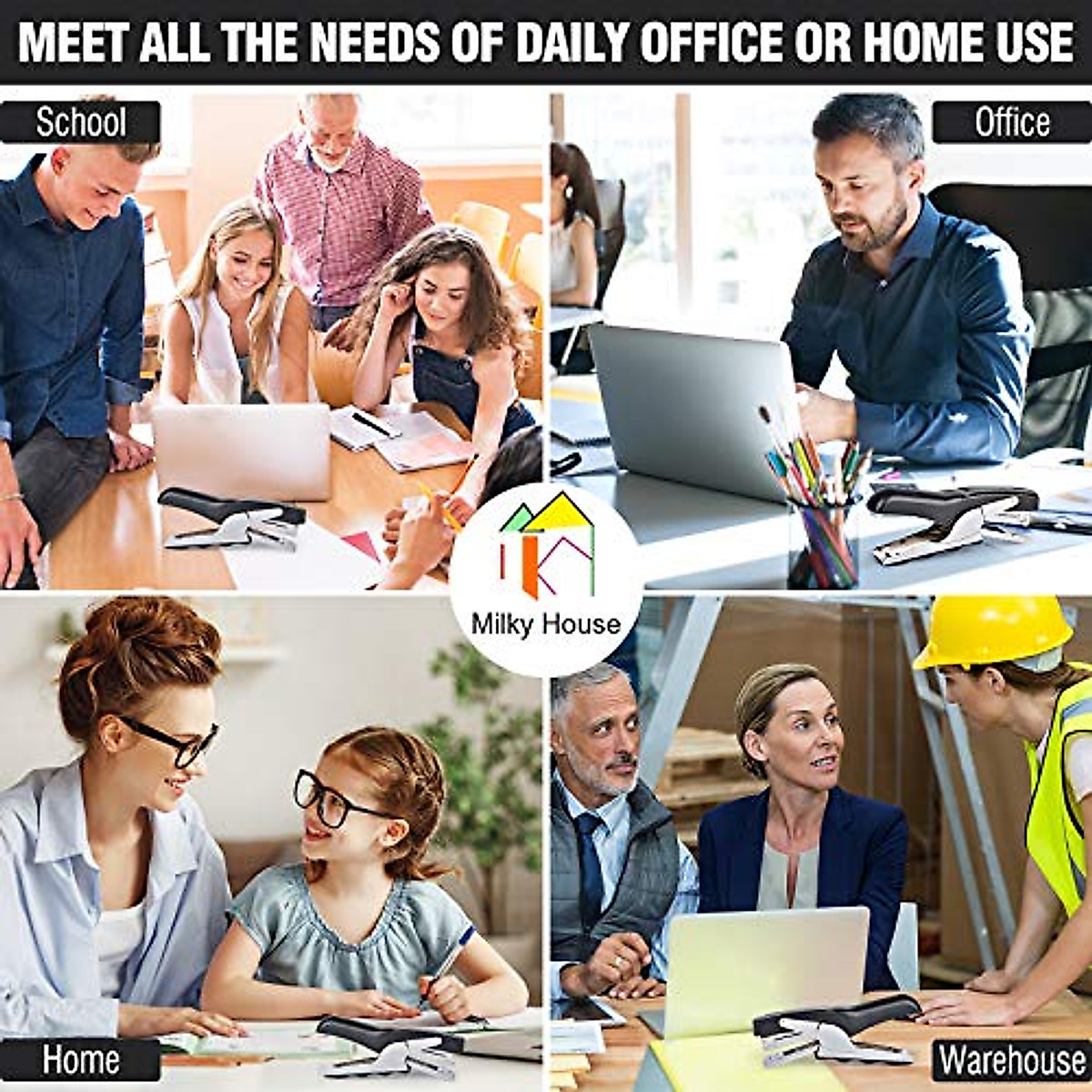 Plier Stapler, Heavy Duty Desk Staples 20 Sheets Paper Capacity Manual Stapler Save 60% Power, for Home School Supplies Portable Handheld Stapling Packaging Staple Gun for Warehouse Desk Office, Black