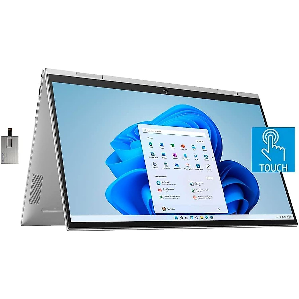 HP Envy x360 2-in-1 15.6" FHD Touchscreen Laptop, Intel Core i7-1355U, 32GB RAM, 1TB PCIe SSD, Intel Iris Xe Graphics, Backlit Keyboard, 5MP IR Camera, Wi-Fi 6, Win 11, Gray, 32GB Hotface USB Card